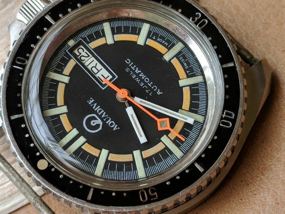 Vintage 1970's Aquadive Day-Date Diver w/Patina,All SS Monnin Case,ETA ...