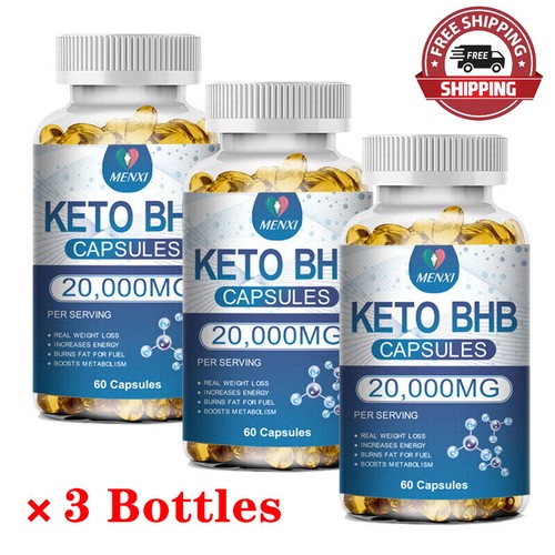 3×60PCS KETO BHB 20000mg PURE Ketone FAT BURNER Weight Loss Diet Pills ...