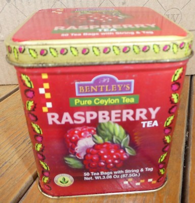 Vintage Bentley’s Ceylon Raspberry Tea Tin Empty Box 3.5" Sq X 4" High ...