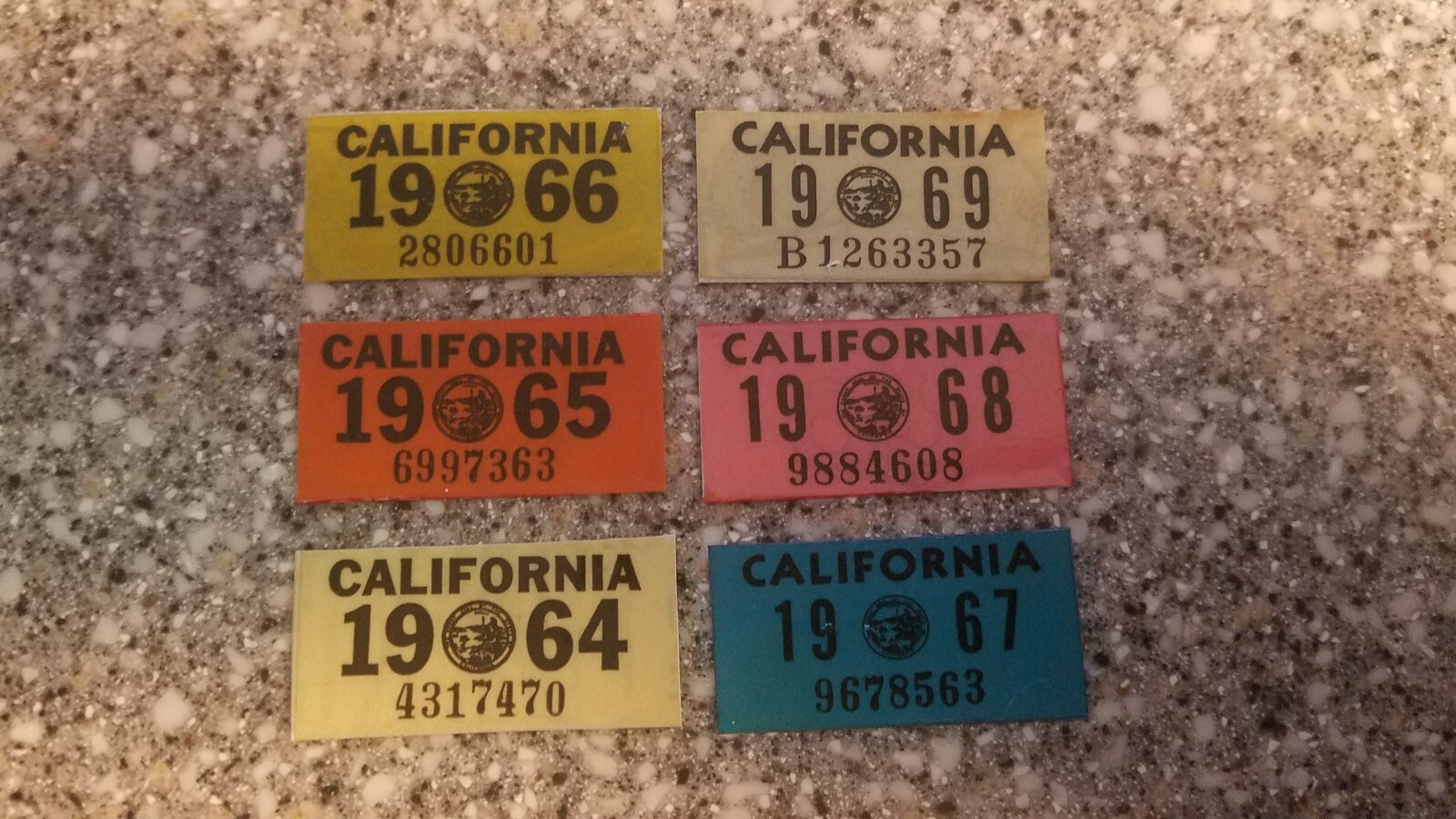 1964 or 1965 or 1969 (one year), California License Plate Validation ...