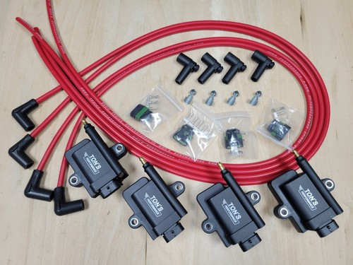 Ton's Performance IGTB 4 Cylinder Ignition Coil Conversion Kit Red Plug Wire Set | eBay