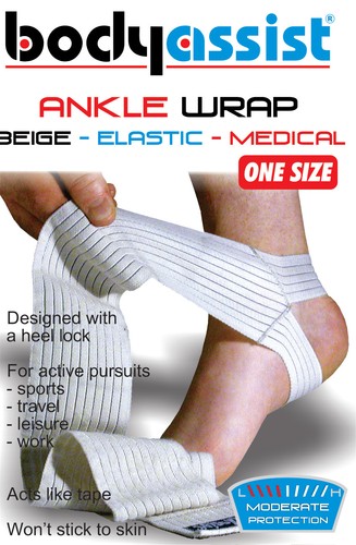 Bodyassist Elastic Ankle Wrap With Loop Anchor Heel Lock Tape Bandage ...
