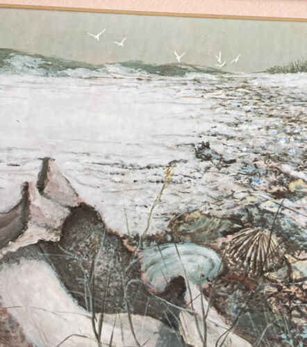 Vintage Framed Abstract Art Watercolor Painting Clint Carter Beach ...