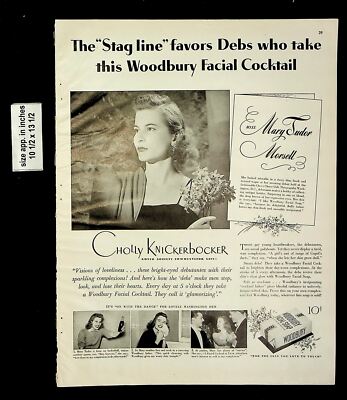 1940 Cholly Knickerbocker Woodbury Facial Soap Vintage Print Ad 21071 ...