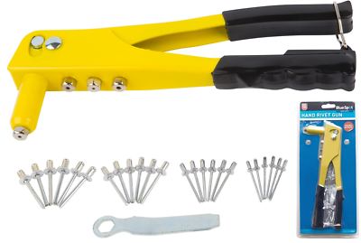 BlueSpot Hand Pop Rivet Gun With 60 Rivets And 4 Size Riveter Nozzles ...