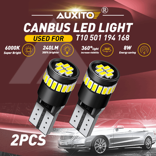 2x T10 24-SMD 2835 Super White LED Light Bulbs 192 168 194 W5W 2825 158 ...