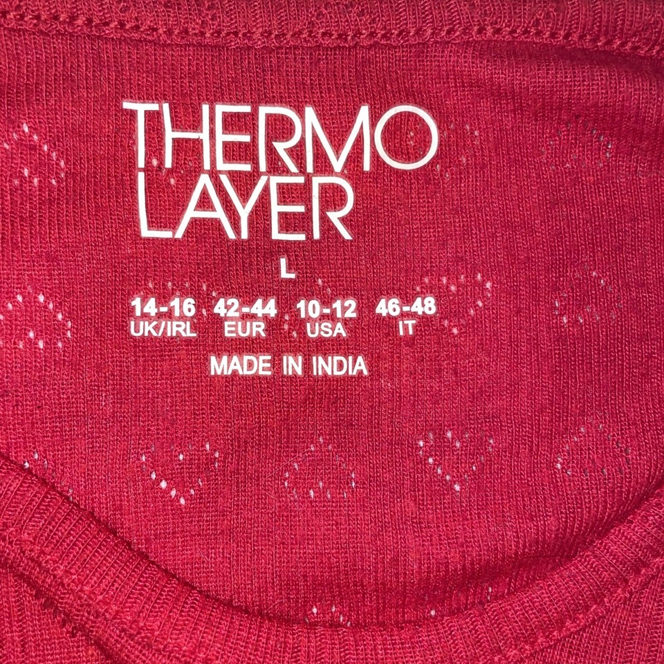 Primark Women's Red Thermal Layer Long Sleeve Top Size Large 14-16 ...