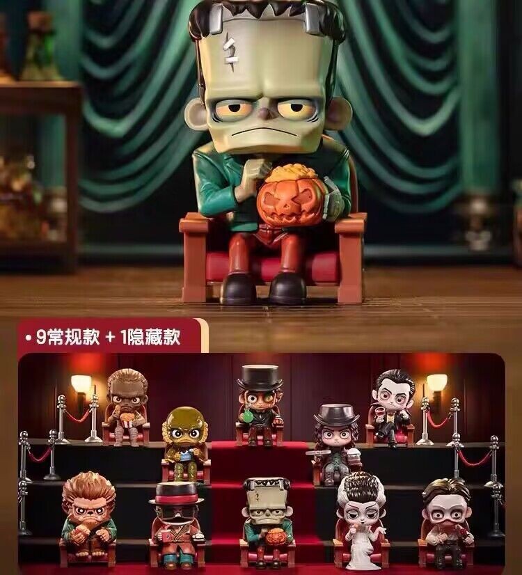 A Set Of 9 Universal Monsters Series Blind Box Halloween Figure Toy ...