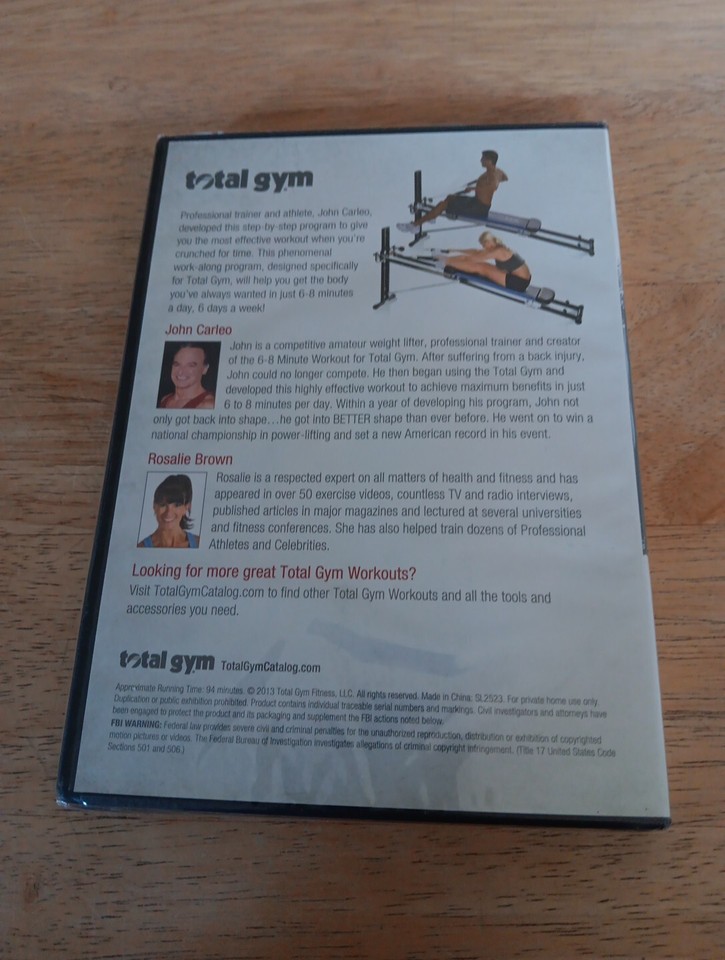 Total Gym 6 to 8 Minute Workout John Carleo and Rosalie Brown DVD New ...