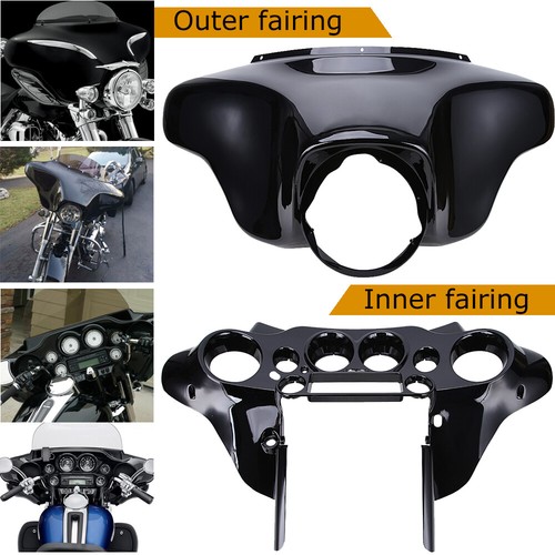 Black Front Outer Batwing and Inner Fairing For Harley Electra Street ...