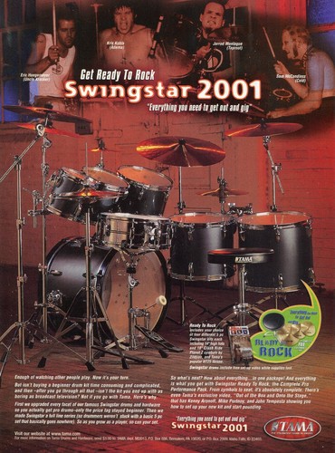 2001 Print Ad of Tama Swingstar 2001 Drum Kit w Kris Kohls, Sam ...