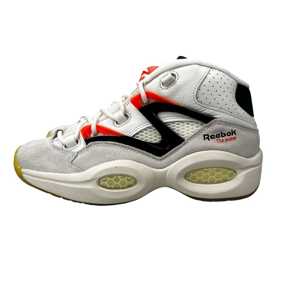 Reebok Question Pump Chalk Black Orange Basketball Shoes H06490 Men's ...