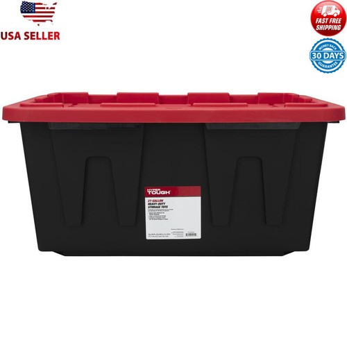 27 Gallon Durable Plastic Storage Container Snap Lid Stackable Lockable ...