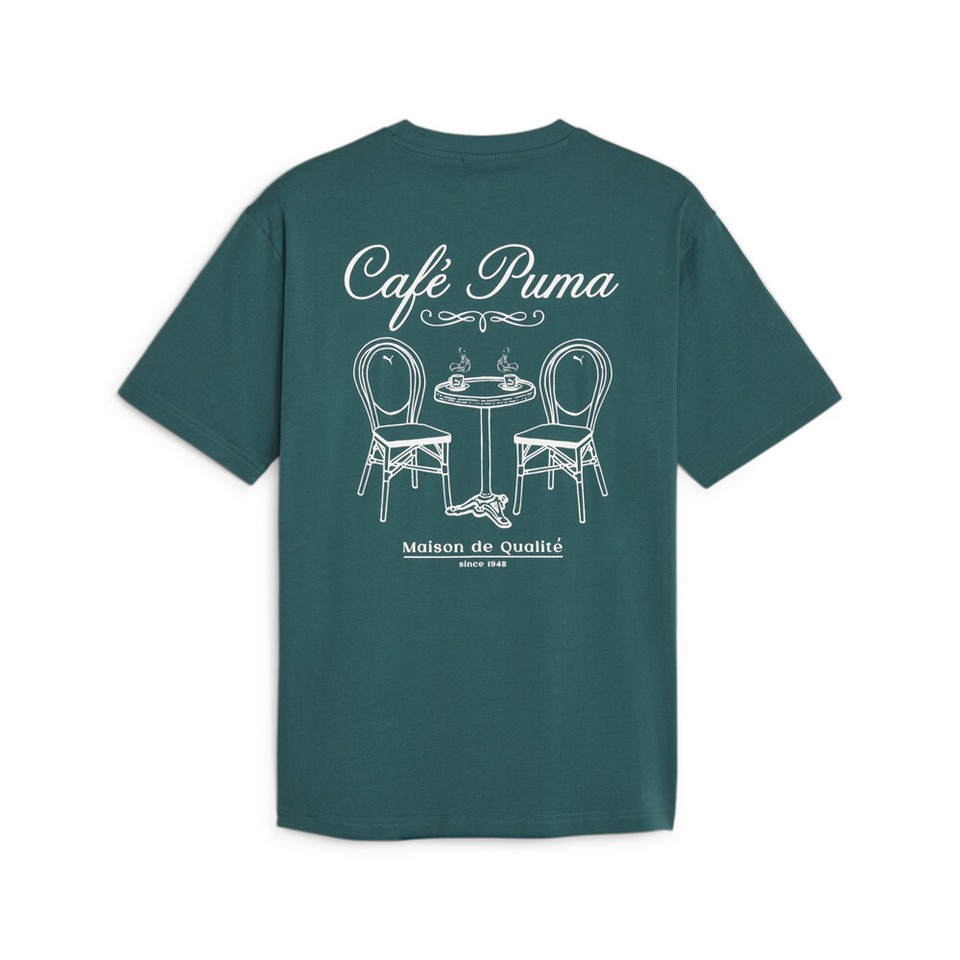 PUMA Classics Cafe Graphic Crew Neck Short Sleeve T-Shirt Mens Green ...