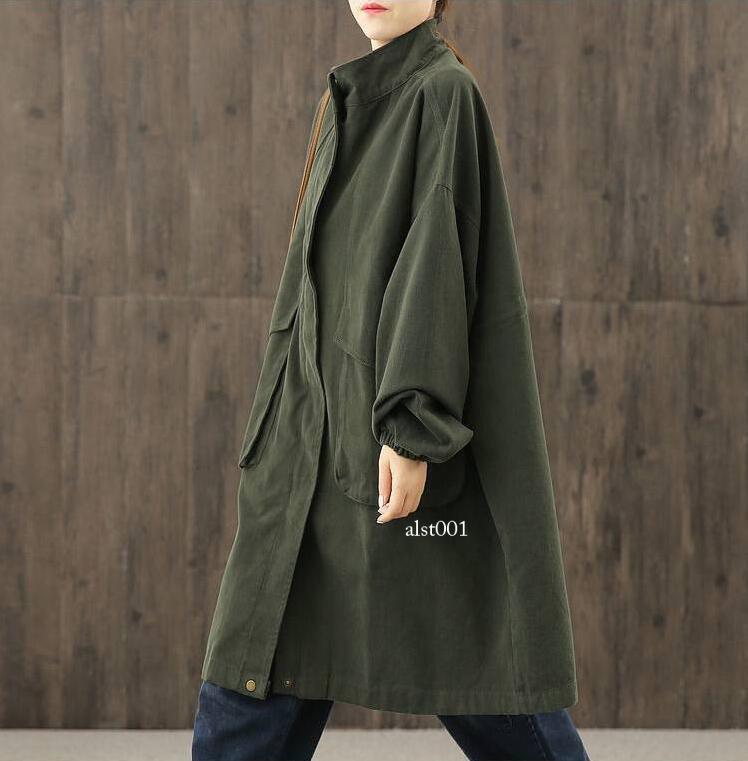Loose Plus Size Overall Coat Women Oversize Big Pocket Mid Length ...