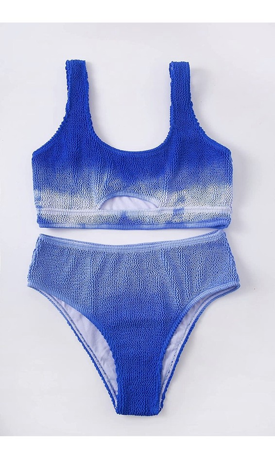 ZAFUL V-notch Cutout Tie Dye Bikini Set, Cobalt Blue, Size S | eBay