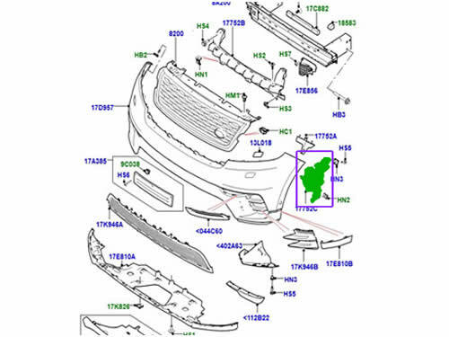 GENUINE LAND ROVER FRONT BUMPER MOUNTING BRACKET RH RANGE VELAR ...