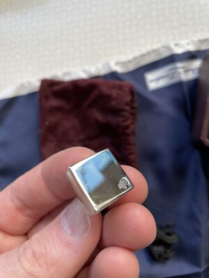 BNWOB Rhodium Plated & Blue Lucite Square 'Sandwich' Cufflinks by ...