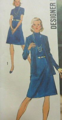 Vintage 70's Simplicity 5908 DESIGNER DRESS & CARDIGAN Sewing Pattern ...