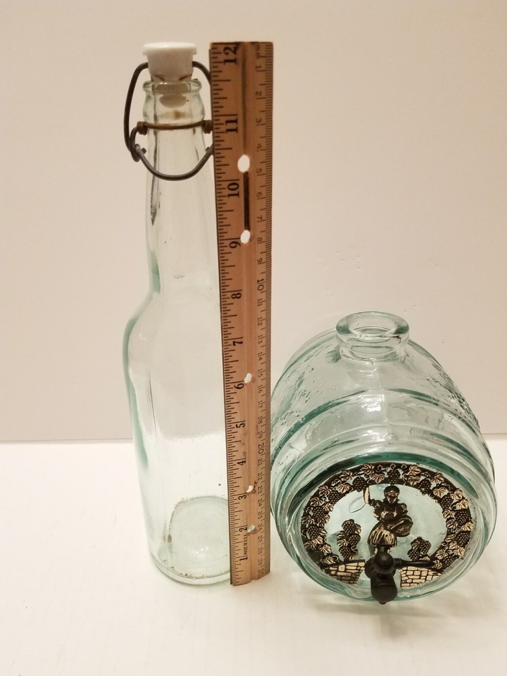 Vintage Barrel Glass Keg with Spigot Tap and Ceramic Stopper Bottle | eBay