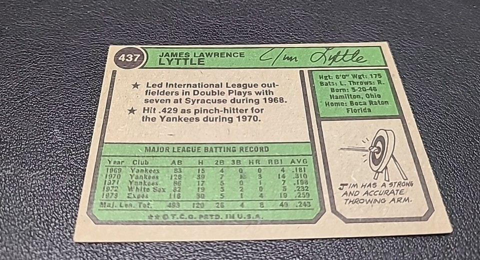 1974 Topps - #437 Jim Lyttle | eBay