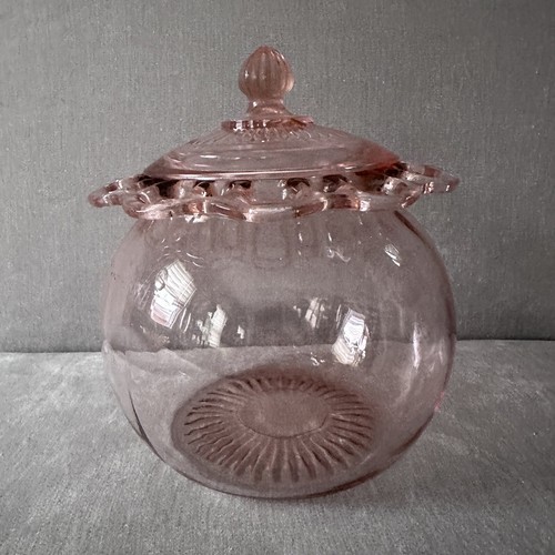 Old Colony Open Lace Pink Depression Glass Covered Cookie Jar | eBay