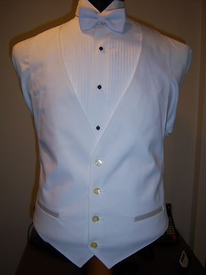 Men's Solid White 4 Button Formal Vest with Bowtie Option | eBay