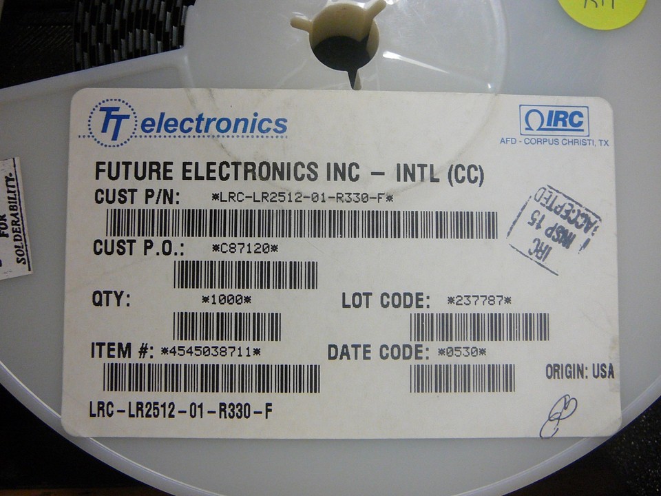 IRC LRC-LR2512-01-R330-F CURRENT SENSE RESISTOR SMD 1W .33 Ohm 1% ...