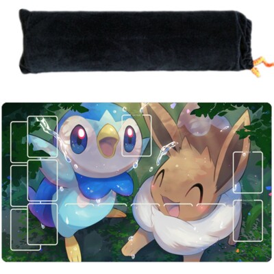 Piplup & Eevee Playmat With Zones TCG Card Game Gaming Desk Mat Mouse ...