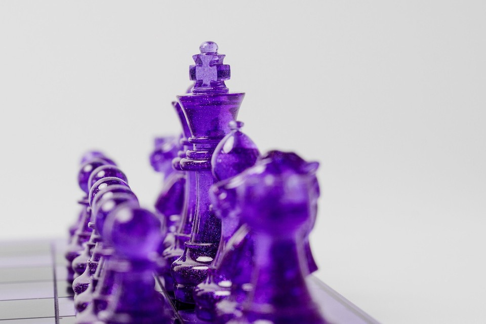 Handmade Chess Set - Resin Chess Pieces - Purple And Black Chess Set ...
