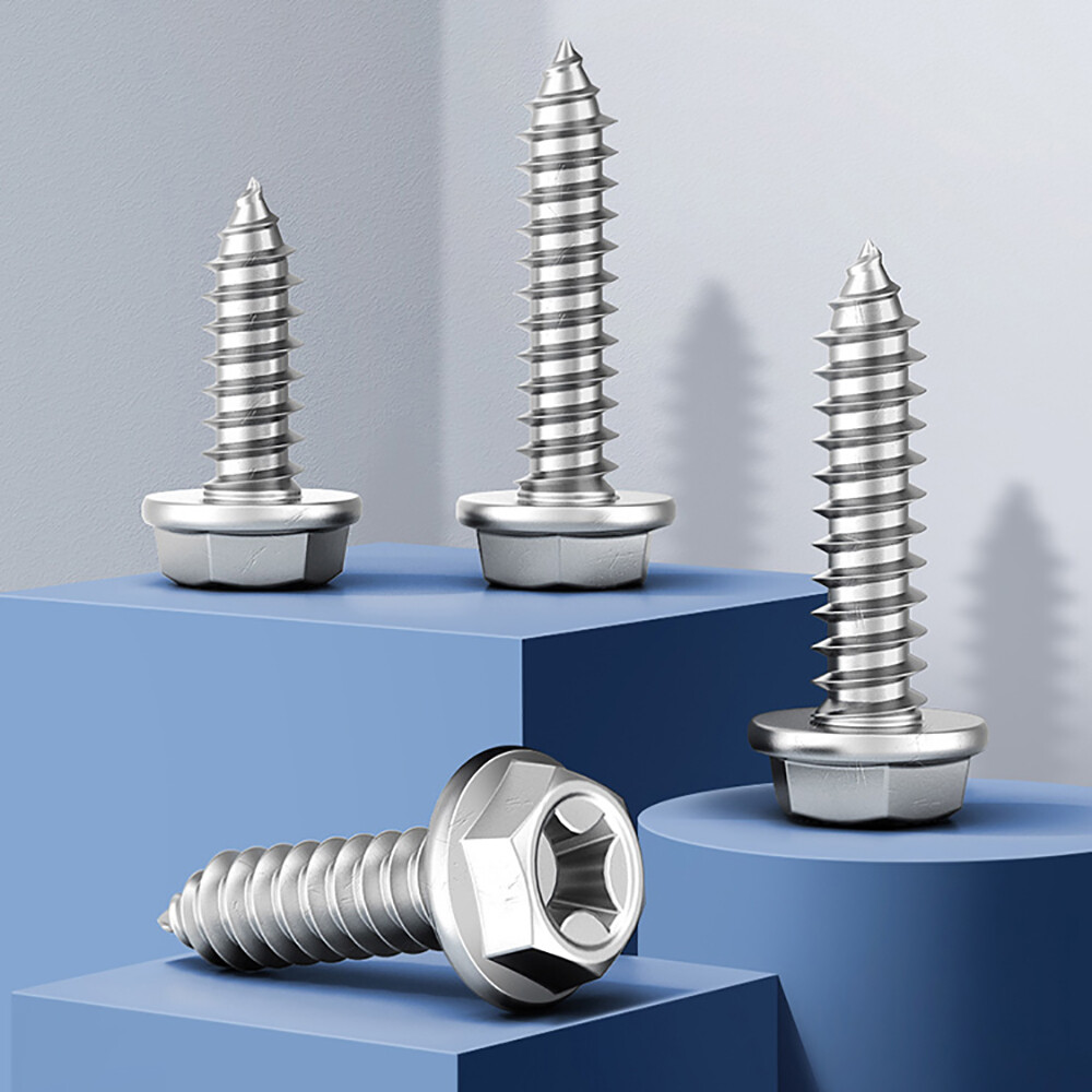 M3 M4 M5 M6 Flange Hex Head Phillips Bolt Self Tapping Screws Stainless ...