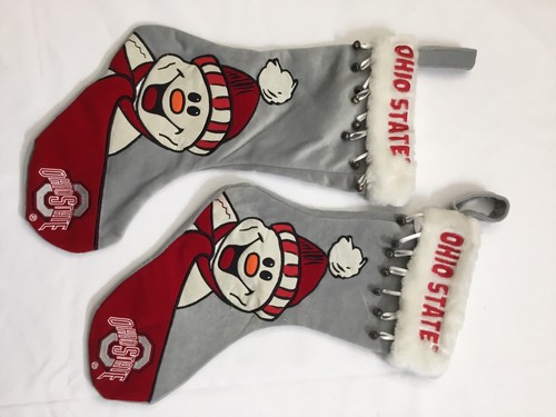 OSU FOOTBALL CHRISTMAS STOCKINGS PAIR SCARLET & GRAY SNOWMAN 17 In | eBay
