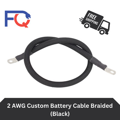 2 AWG Gauge Custom Battery Cable Copper Braided (Black) | eBay