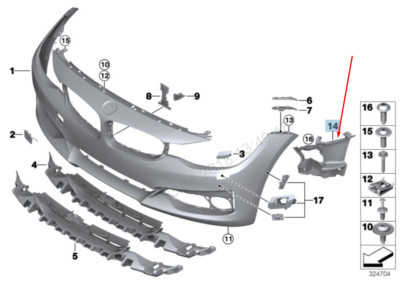 NEW BMW 3 GT F34 LEFT FOG LIGHT BRACKET 51117293799 7293799 2016 OEM NO ...