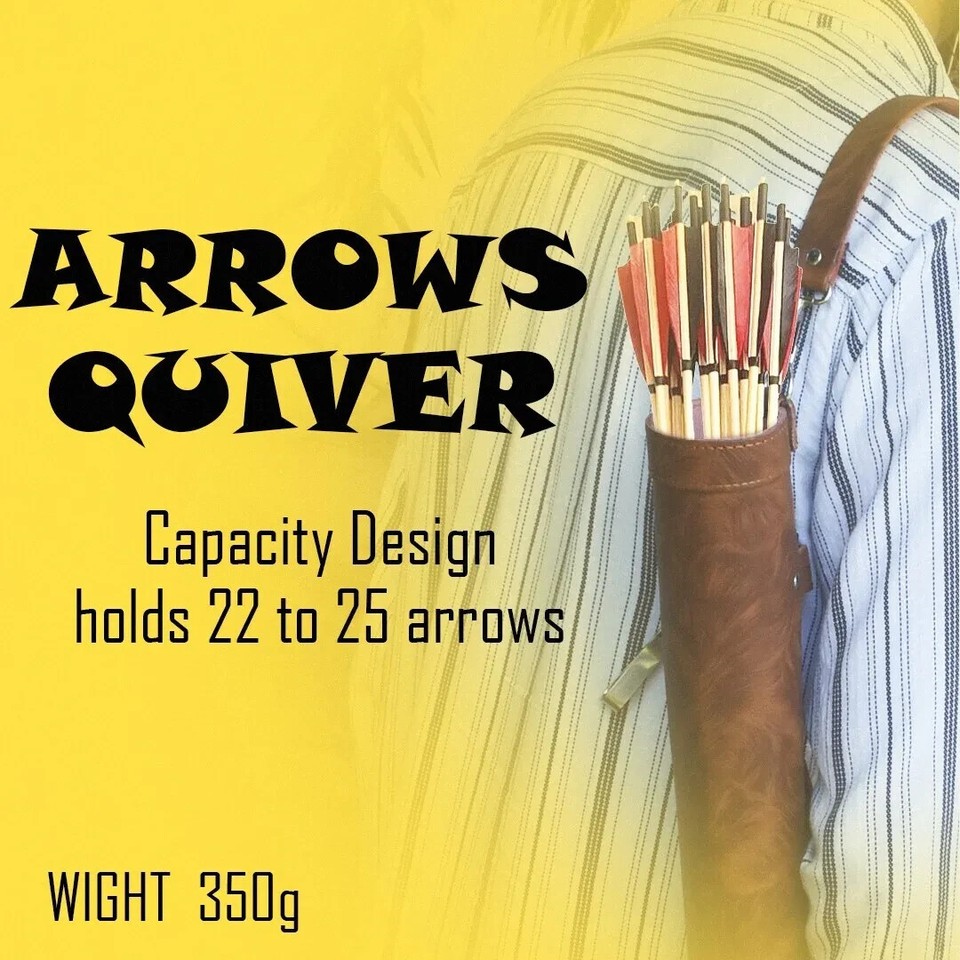 Genuine Cowhide Leather Back Arrow Quiver Traditional Handmade Quiver ...