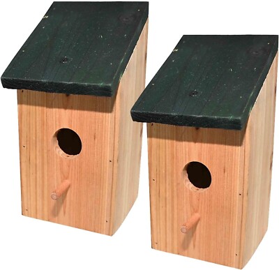 2 X Wooden Wood Bird Nesting Box Nest Bird House Small Birds Blue Tit ...