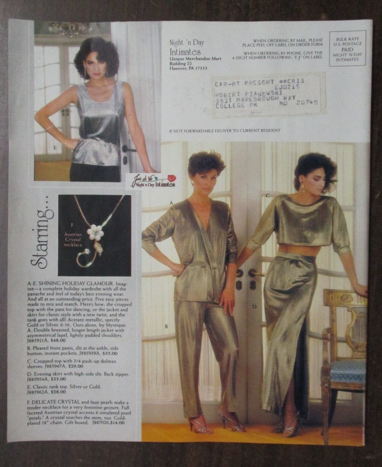 NIGHT N DAY INTIMATES CATALOG HOLIDAY 1984 LINGERIE WOMEN'S FASHION ...