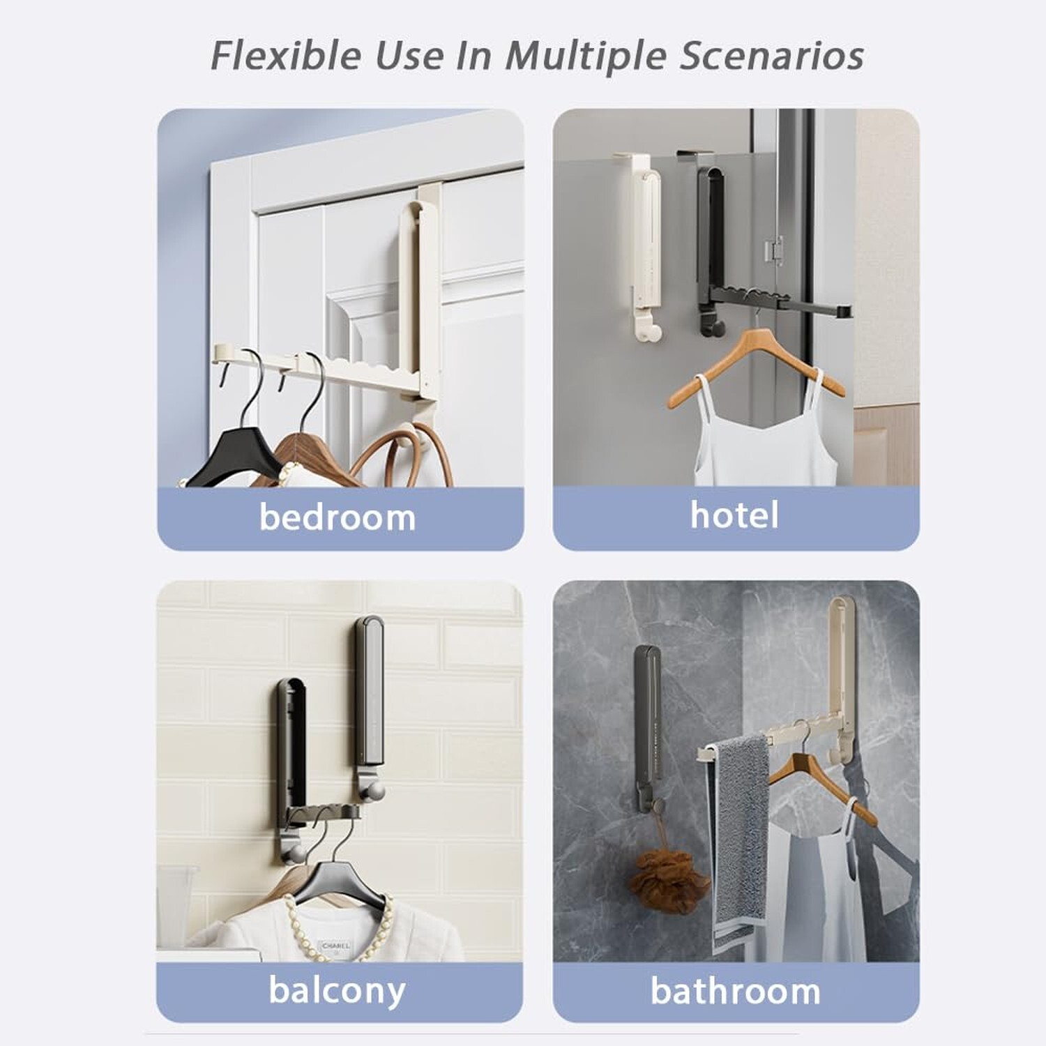 Folding Clothes Drying Rack with Over The Door Hanger Hooks, All Metal ...