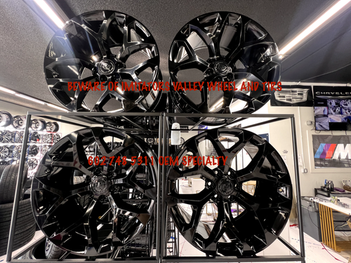 22" INCH GMC/CHEVY CADILLAC SNOWFLAKE TRIPLE BLACK 6X139MM WHEELS/TIRES ...