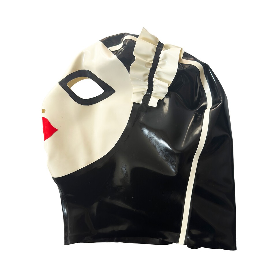 Latex Gummi Hood Drama Headgear Maid Rubber Mask Clubwear BDSM Fetish ...