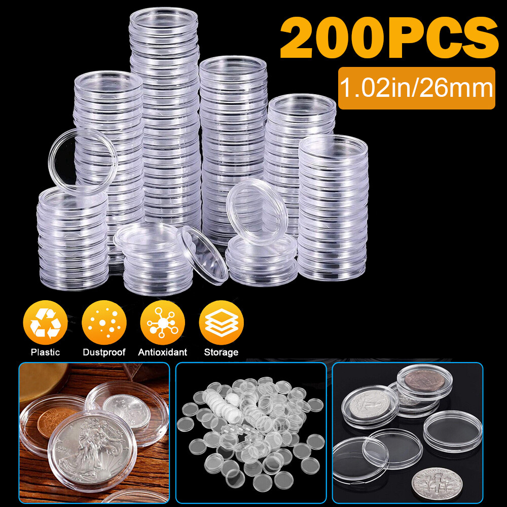 200PCS Direct Fit Airtight 26mm Coins Capsules Storage Holder for US ...