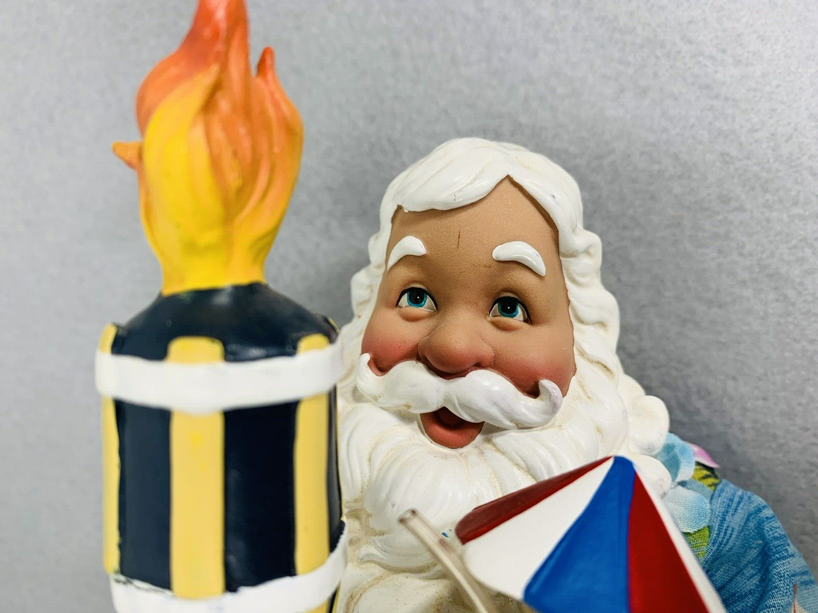 Hawaiian Shirt Santa Figurine Lei Tiki Torch Tropical Drink Fabric ...