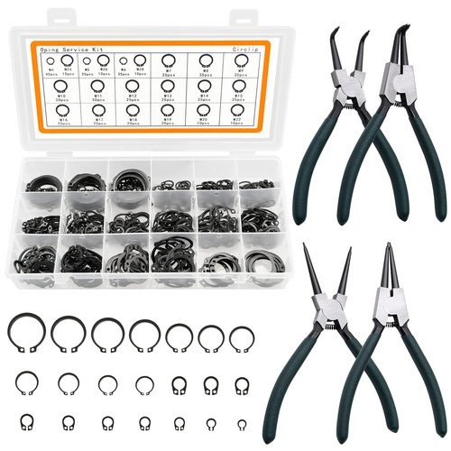 Snap Ring Shop Assortment, 500pcs External Retaining Ring with 4pcs 7 ...