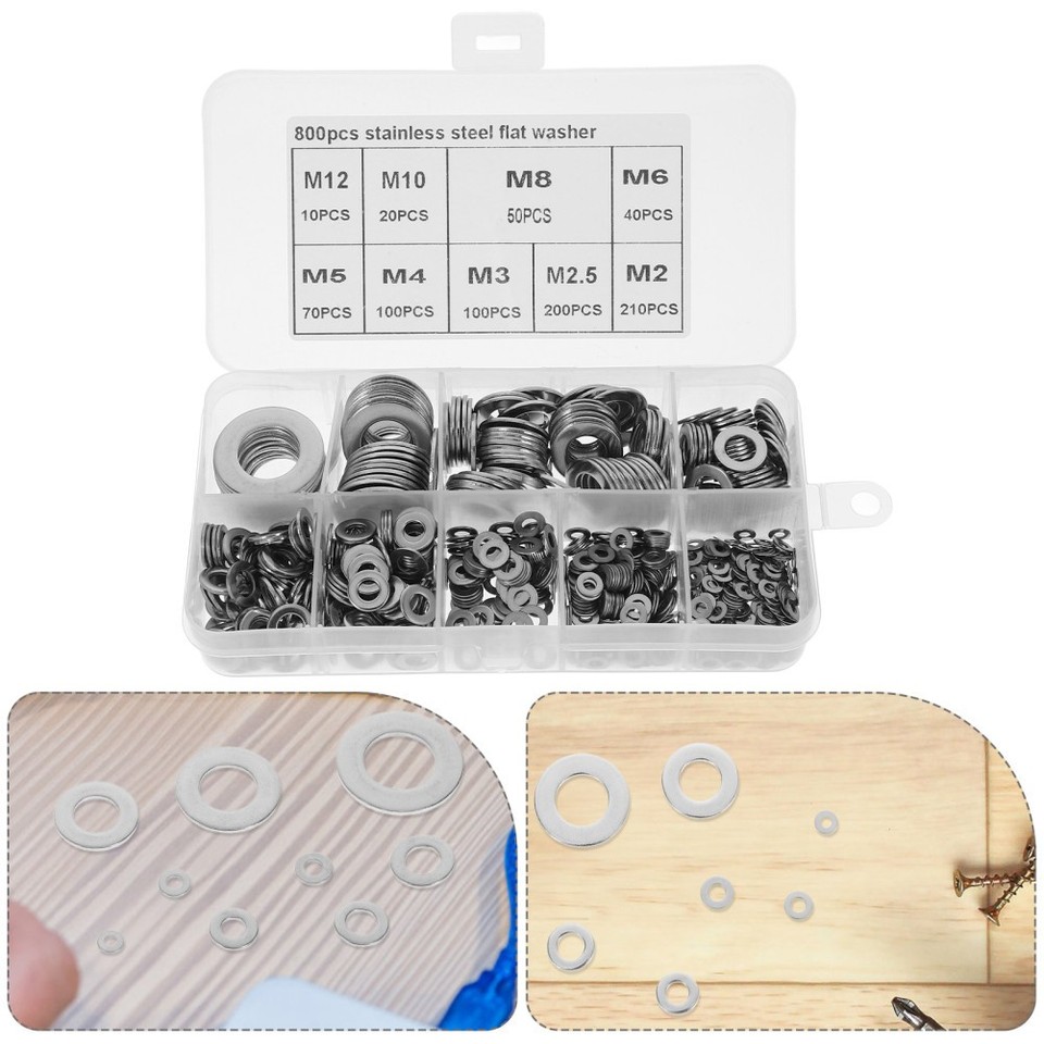 800 Pcs Flat Spring Washer Screw Three Combinations Exhaust Bolts and ...