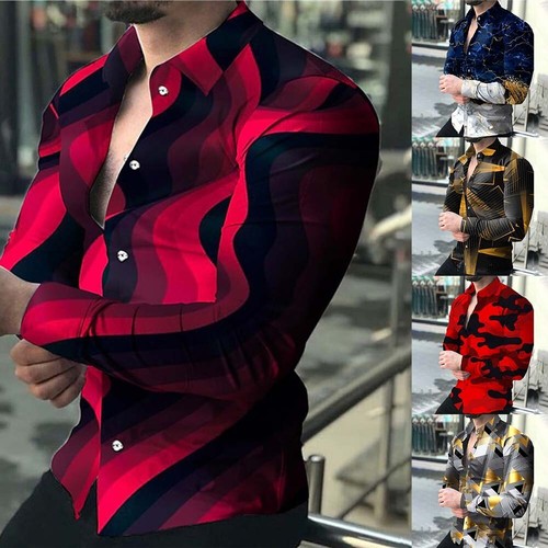 Fashionable Long Sleeve Tops Mens Floral Shirt with Eye Catching Print ...