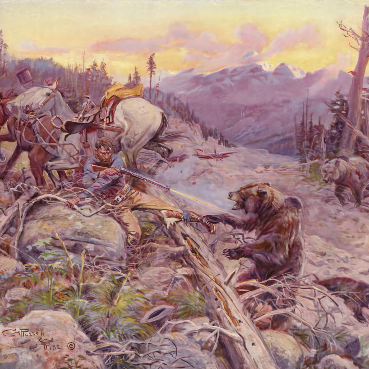 At Close Quarters by Charles M Russell Western Giclee Art Print + Ships Free | eBay