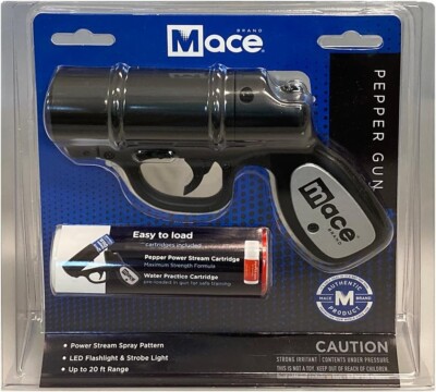 Mace Brand Self Defense Police Strength Pepper Spray Gun with Strobe ...
