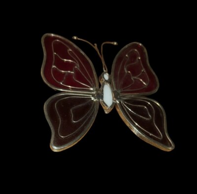Stained Glass Sun Catcher Red and Amber Butterfly 5" x 4.5" (f1) | eBay