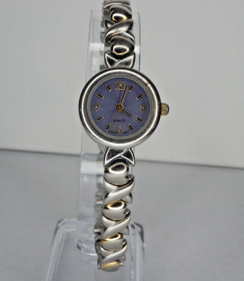 Advance Two Tone Silver Gold Women's Watch Purple Dial New Battery Watch Works! | eBay
