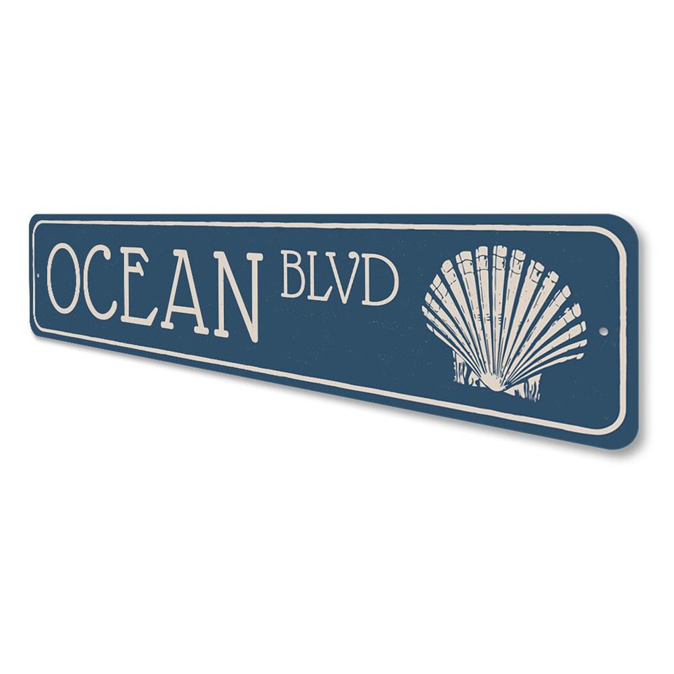 Ocean Blvd Sign, Custom Beach Street Sign, Metal Seashell Boulevard ...